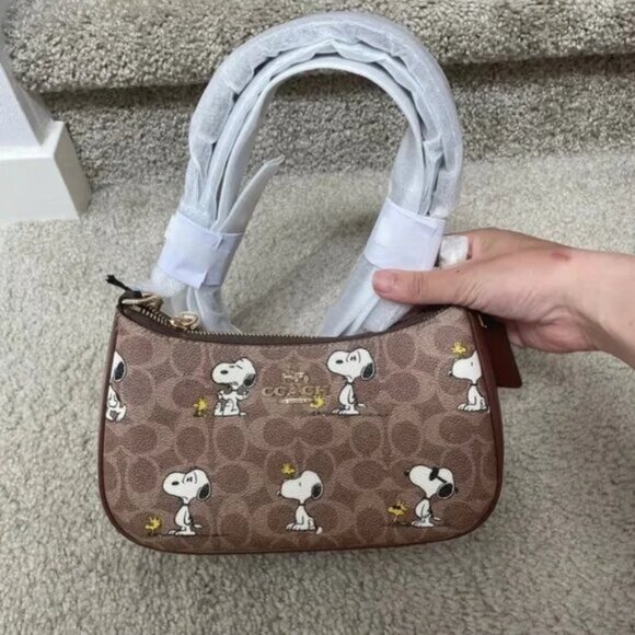 Coach | Video Games & Consoles | Coach Tan Snoopy Print Shoulder Bag ...
